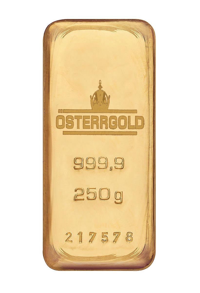 ÖsterrGold - Lingotto Oro puro 999.9 ‰ 250 grammi Österrgold