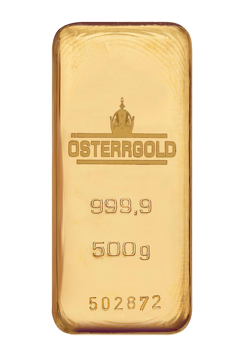 ÖsterrGold - Lingotto Oro puro 999.9 ‰ 500 grammi Österrgold
